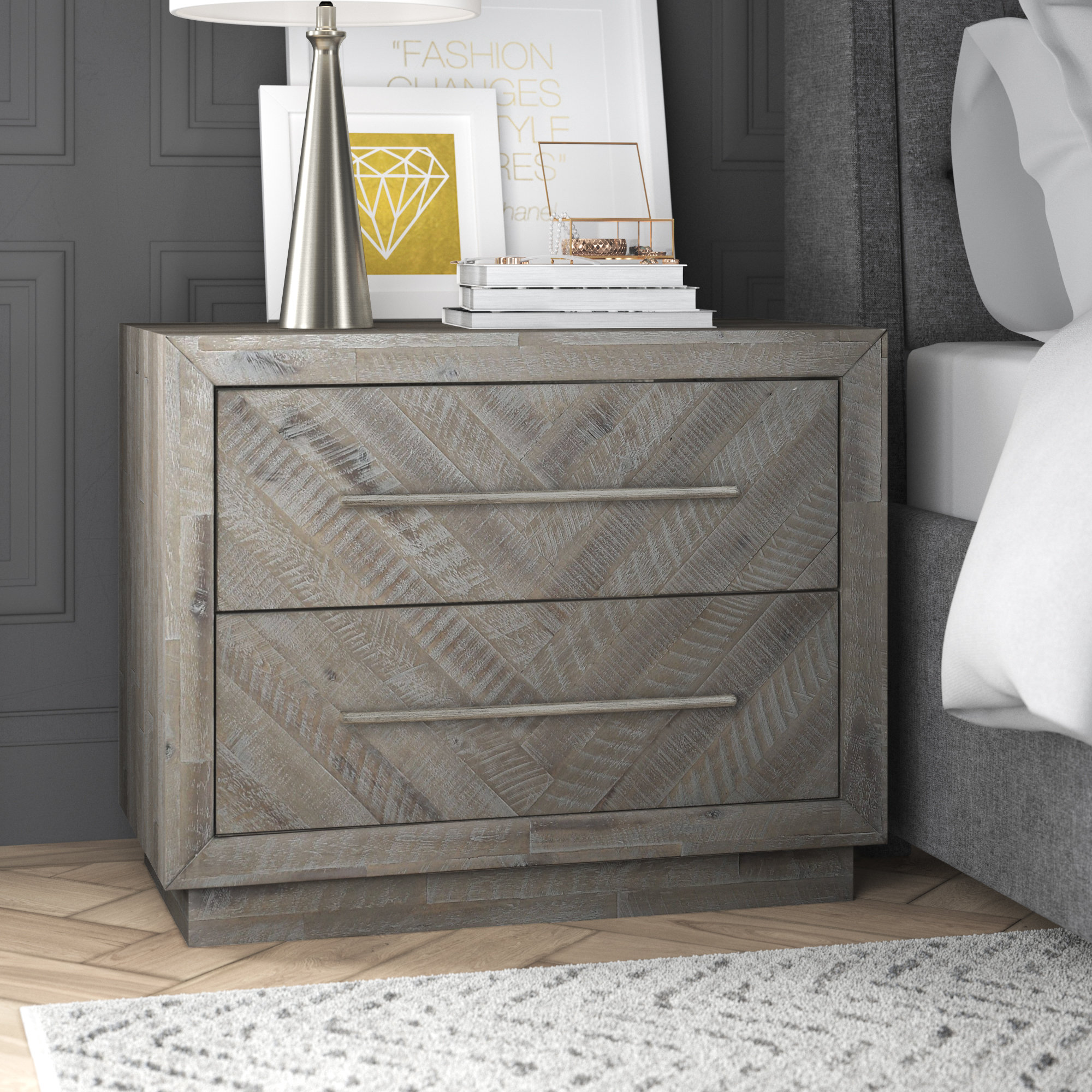 Union Rustic Kymar 2 Drawer Nightstand in Rustic Latte Reviews Wayfair